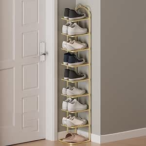 Amazon.com: DYUNCZ 9-Tier Gold Shoe Rack, Space Saving Corner Shoe Rack ...