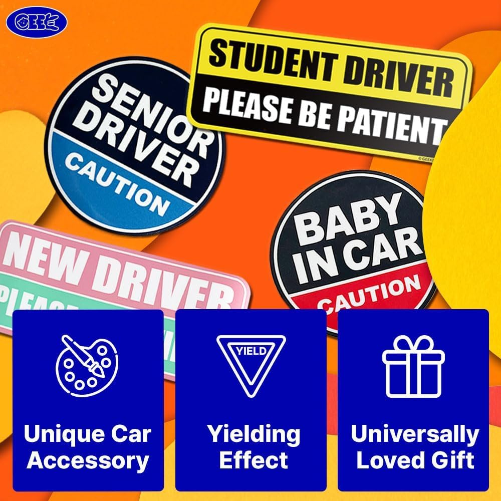 Snapklik.com : GEEKBEAR New Driver Car Magnet - Colorful, Reflective ...
