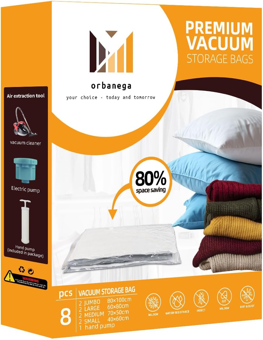 Amazon.com: Vacuum Storage Bags,8 pack with Hand Pump .(2 Jumbo,2 Large,2 Medium,2 Small) Space ...