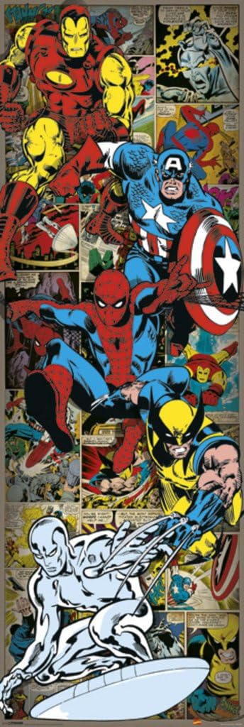 Amazon.com: Marvel Heroes Retro - Comic Door Poster (Iron Man, Captain ...