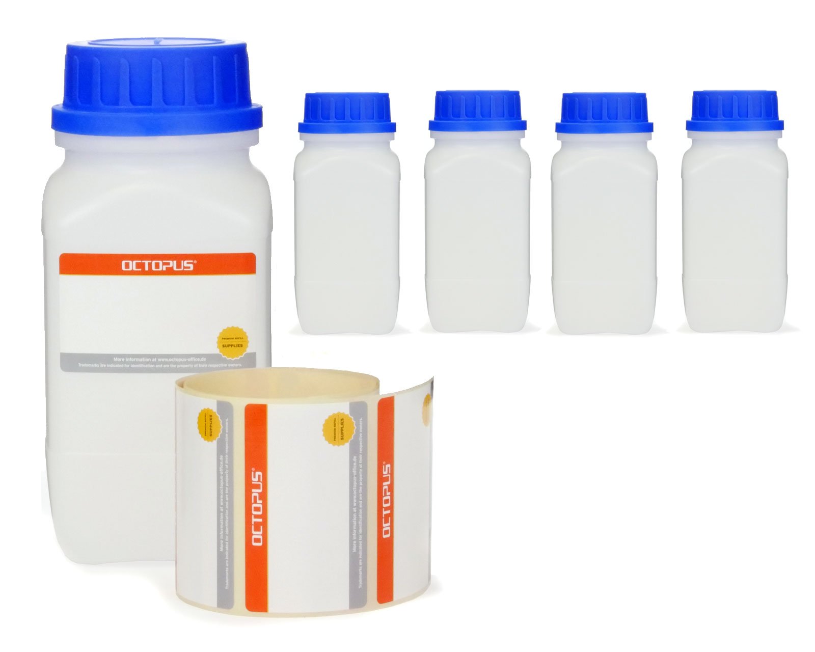 5 x Wide-Neck Bottles with Screw, Chemicals, Labor Bottle with Lid Can ...
