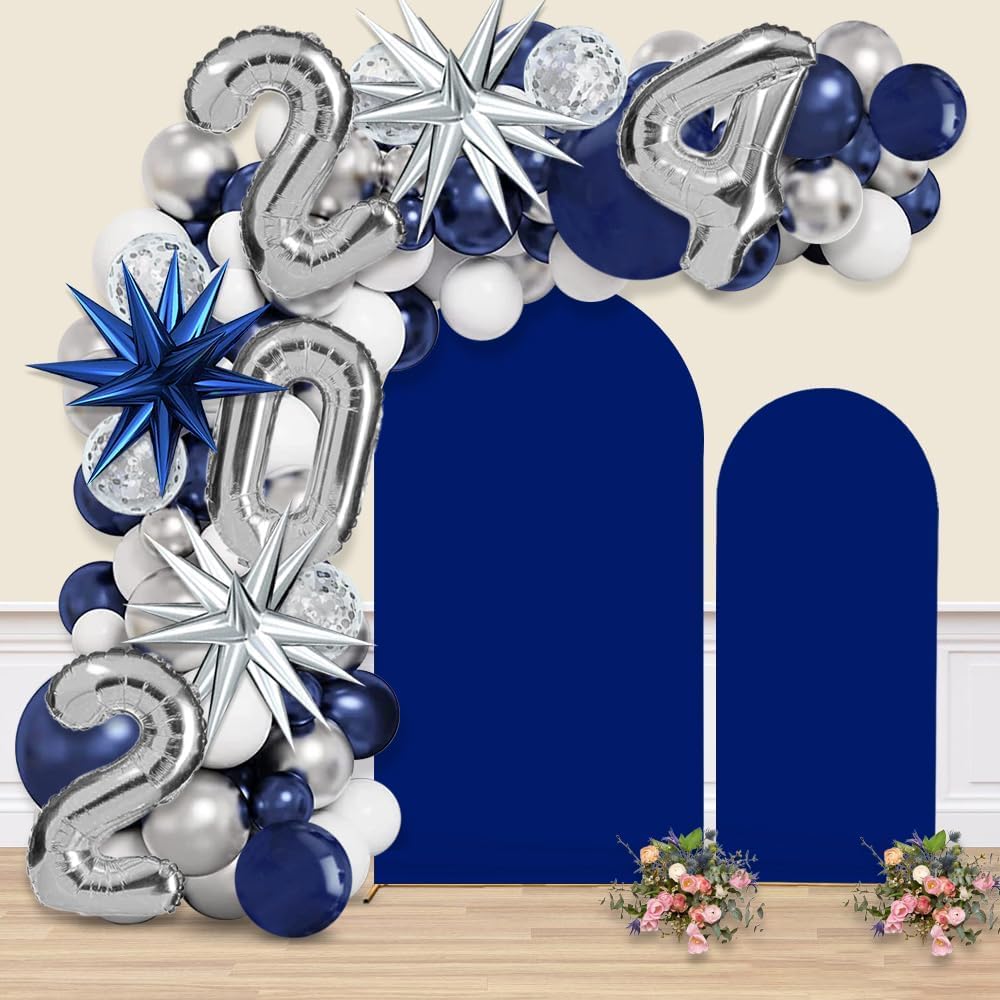 Amazon.com: MEHOFOND 2 Set Royal Blue Graduation Arch Cover With ...