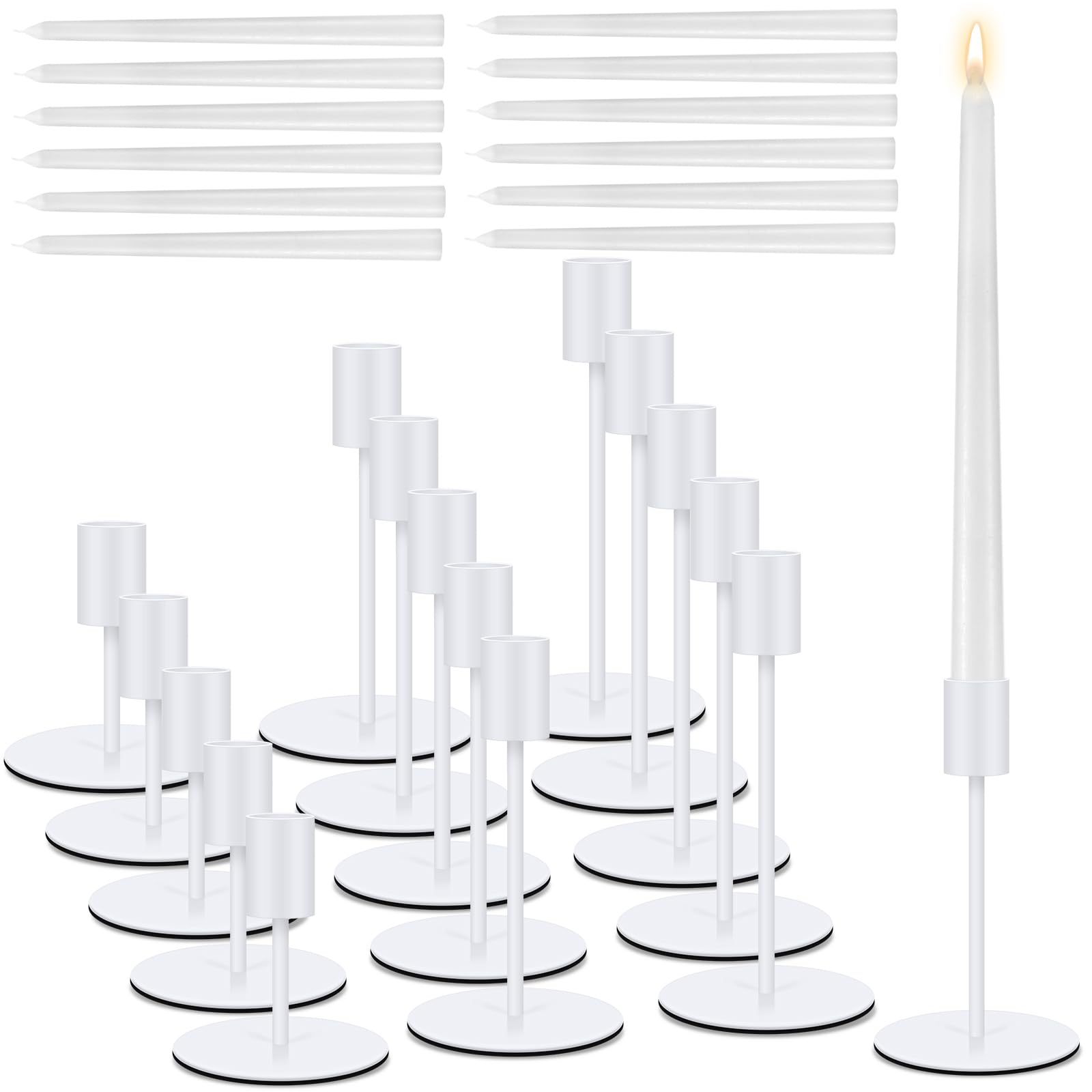 Amazon.com: Suclain 6 Set Wedding Candlestick Holders Bulk with White ...