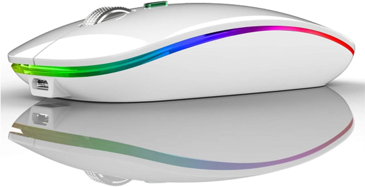 Coener Wireless Mouse Rechargeable, Colorful LED Mouse with USB Nano ...