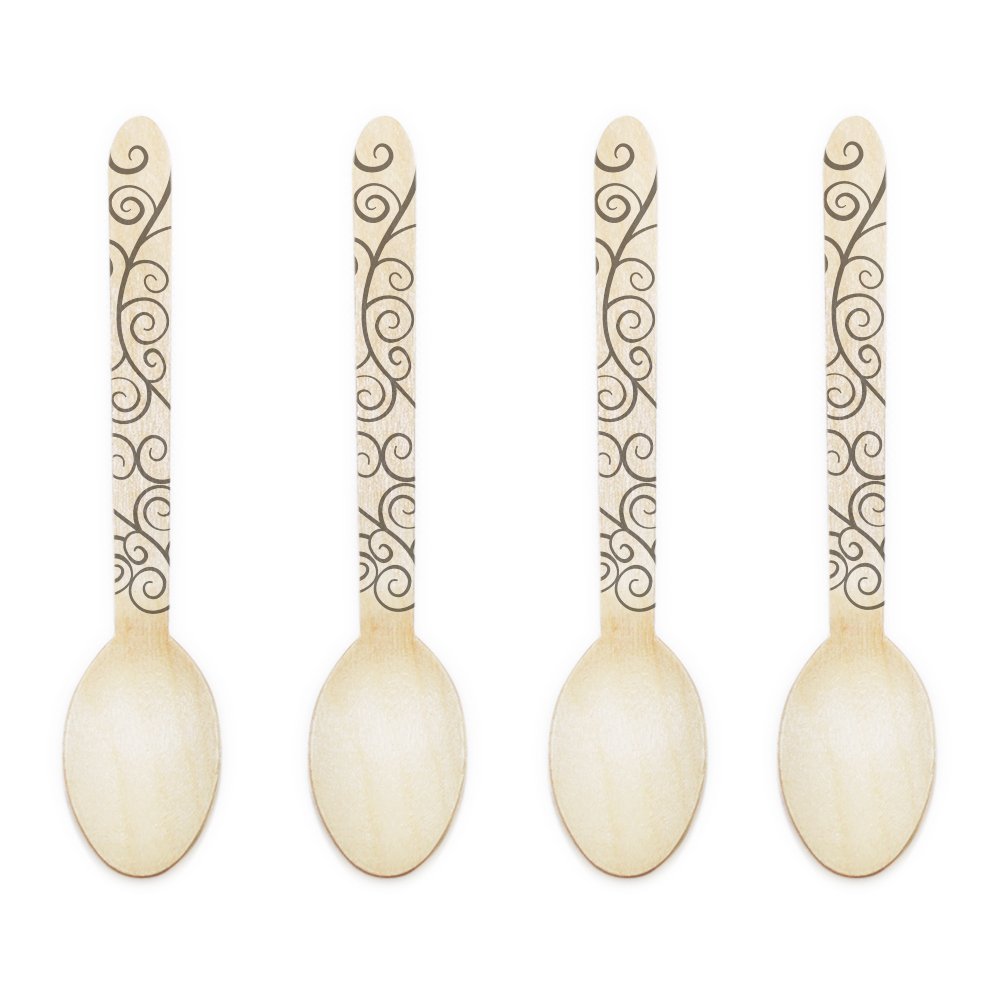 Buy Dress My Cupcake 3.75-Inch Natural Wood Dessert Table Spoon, Grey ...