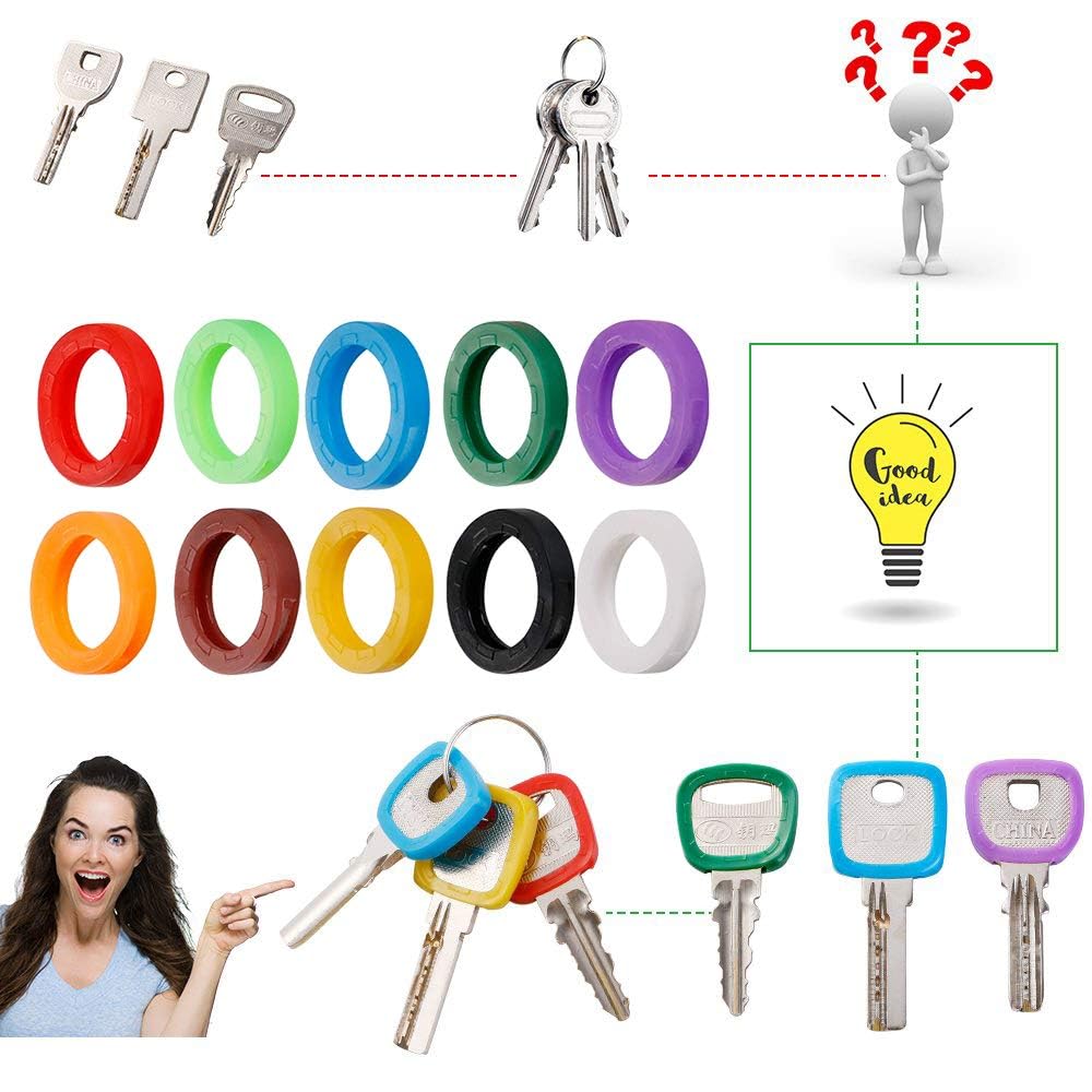 Snapklik.com : 40 Pack Silicone Key Cap Tags,Plastic Key Identifier ...