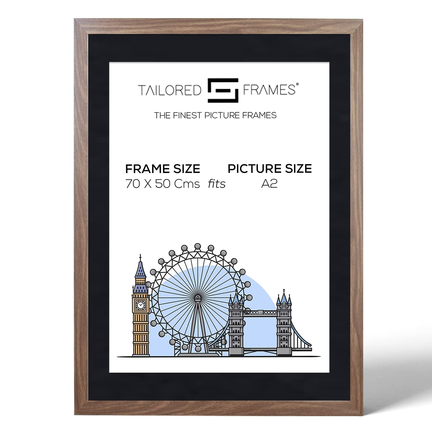 Tailored Frames Seattle Walnut 70 x 50Cm Frame for A2 Picture | Single ...