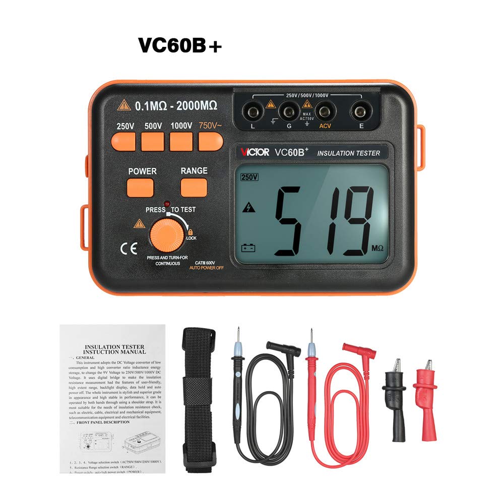 Digital Megger Megohm Meter Insulation Tester Vc60b Dcv Acv Resistance ...