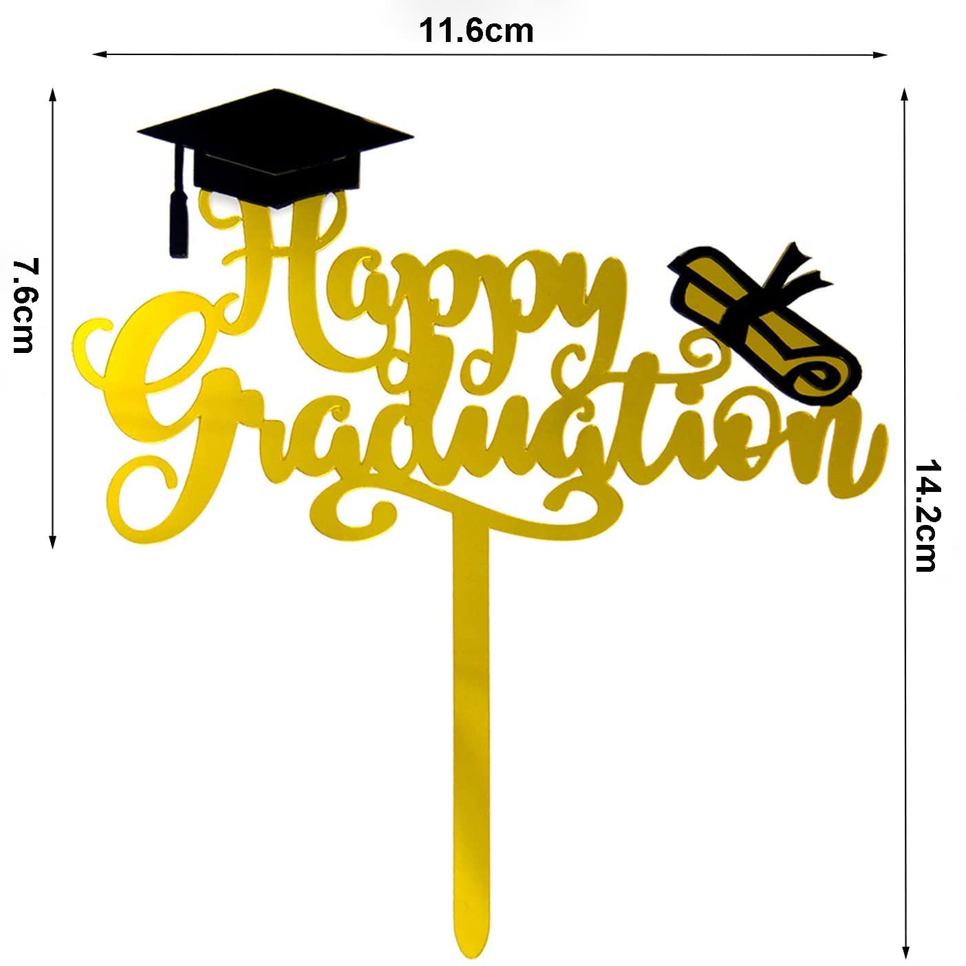 ANCTEY Graduation Cake Toppers Set, Acrylic 1 Big Happy Graduation Cake ...