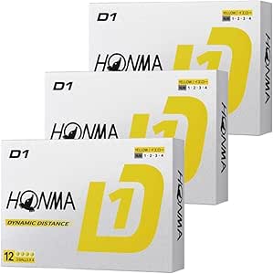 Amazon.co.jp: 【3ダースセット】本間ゴルフ D1 ボール ゴルフボール 2024年モデル BT2401 イエロー (36球) 公認球 ※オリジナルショップカード付き : スポーツ ...