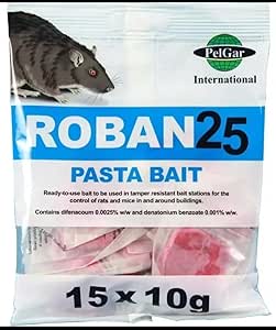 ROBAN 25 PASTA BAIT for Rat & Mouse Poison (15x10gm) : Amazon.co.uk: Garden