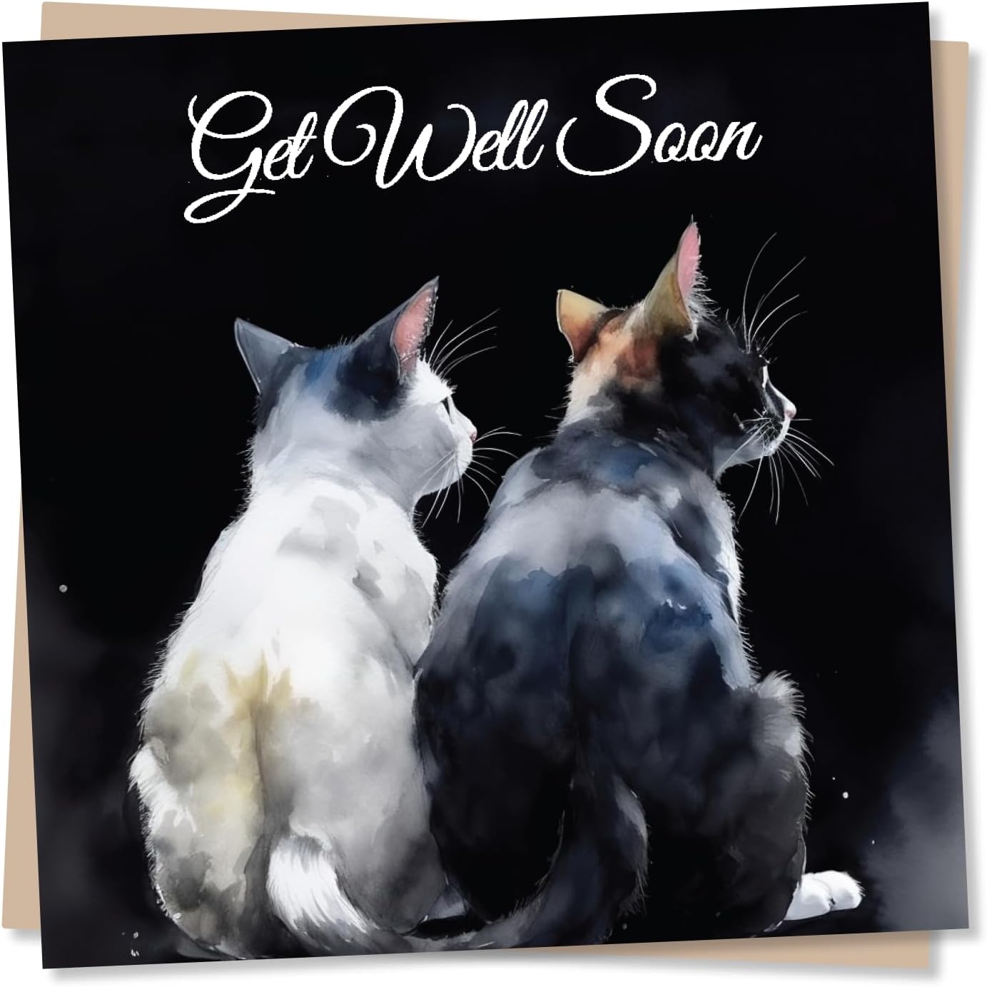 Beautiful Watercolour Cat Get Well Soon Card - Heartfelt Card For ...