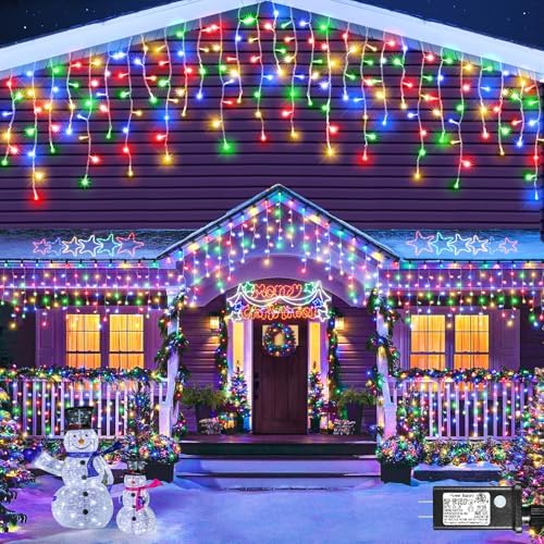 Icicle Christmas Lights Outdoor, 132ft 1280 LED Icicle Lights for ...