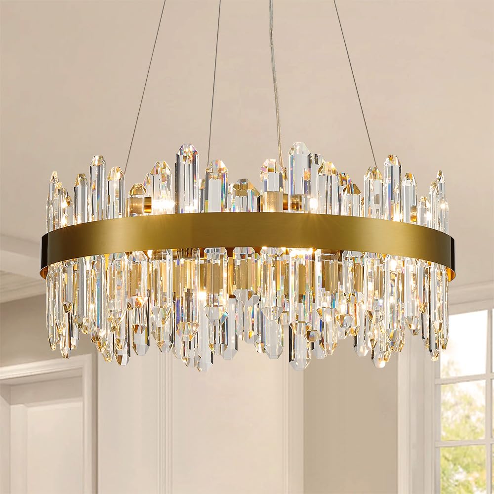 LIZZTREE Gold Modern Oval Crystal Chandelier, 16-Lights Luxury ...
