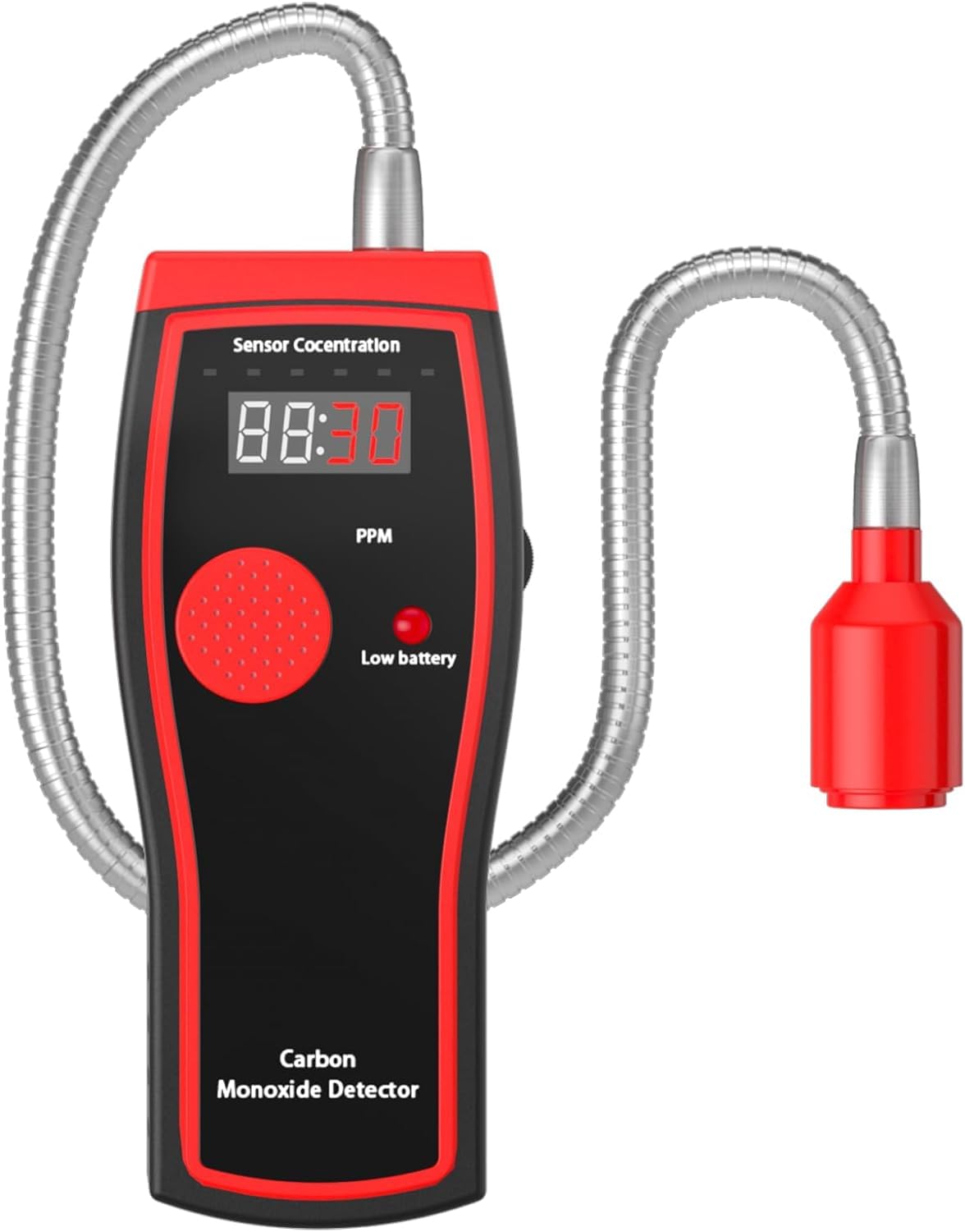 Carbon Monoxide Detector, 12 Inch Long Bendable Sensor, Alarms Battery ...