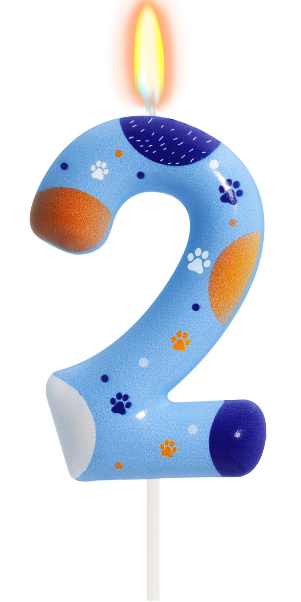 Amazon.com: ElekFX Blue Dog Paw Birthday Candles, Number 2 Paw Print ...