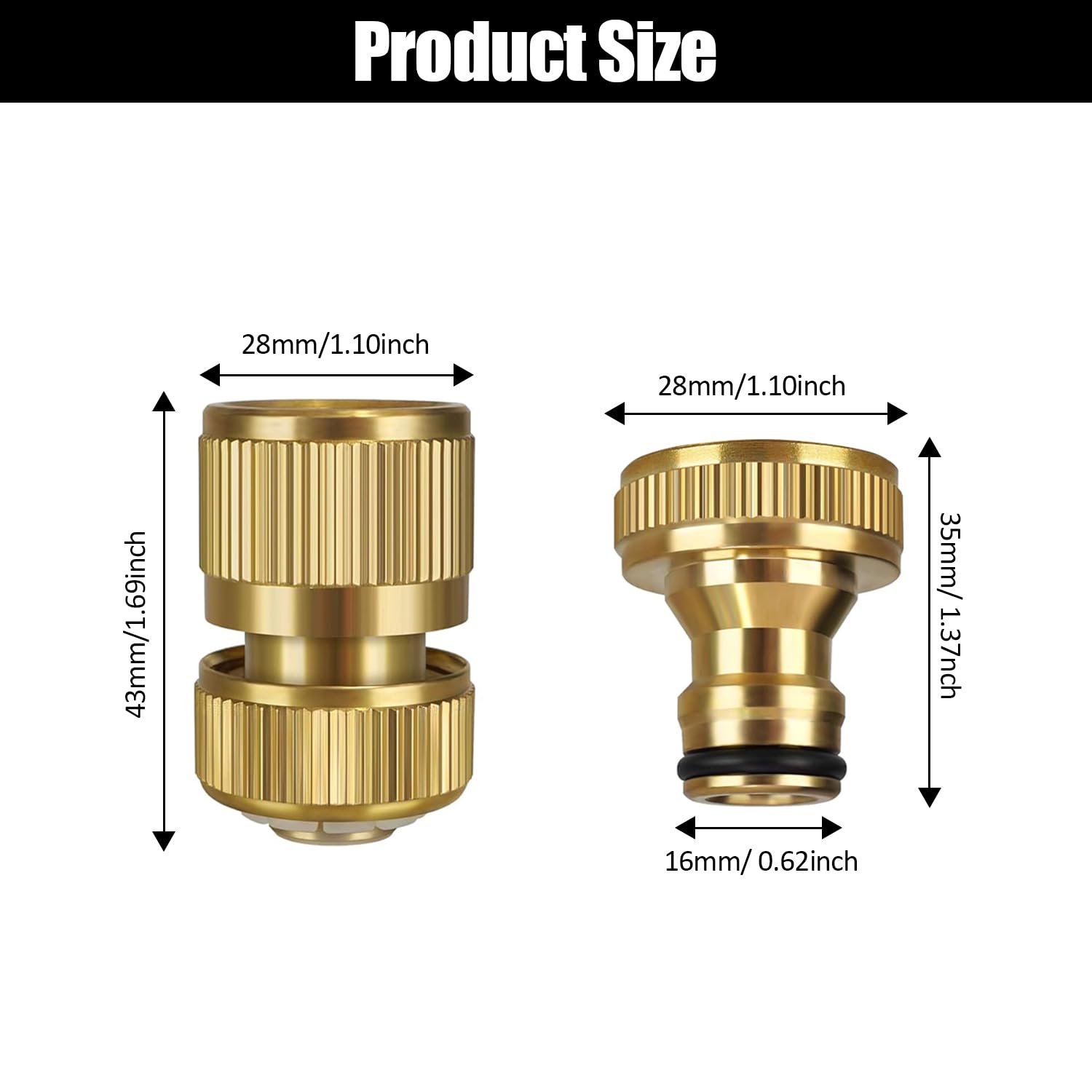 2 Pieces Garden Hose Quick Connect Fitting, Solid Brass Hose Male ...