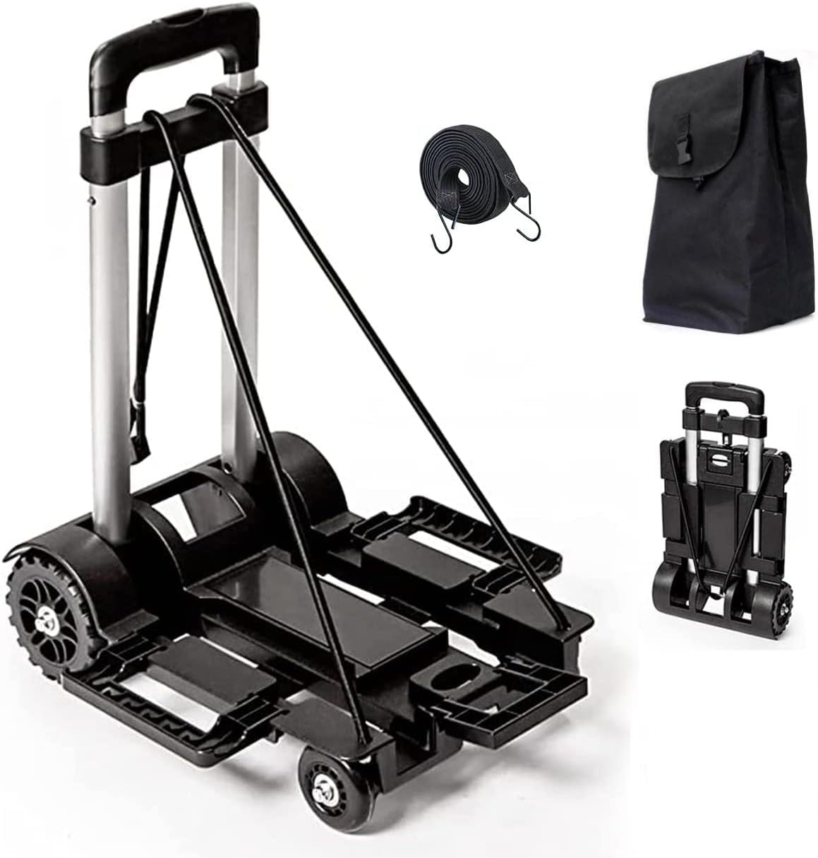 4 Wheels Hand Truck Foldable Luggage Cart with Wheels Collapsible ...