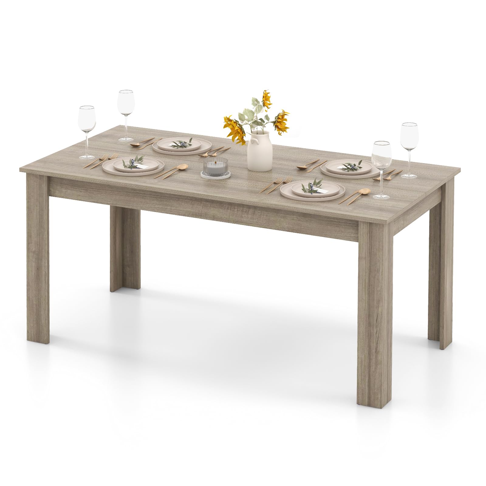 Amazon.com - SILKYDRY 63-Inch Dining Table for 4-6 People, Rectangular ...