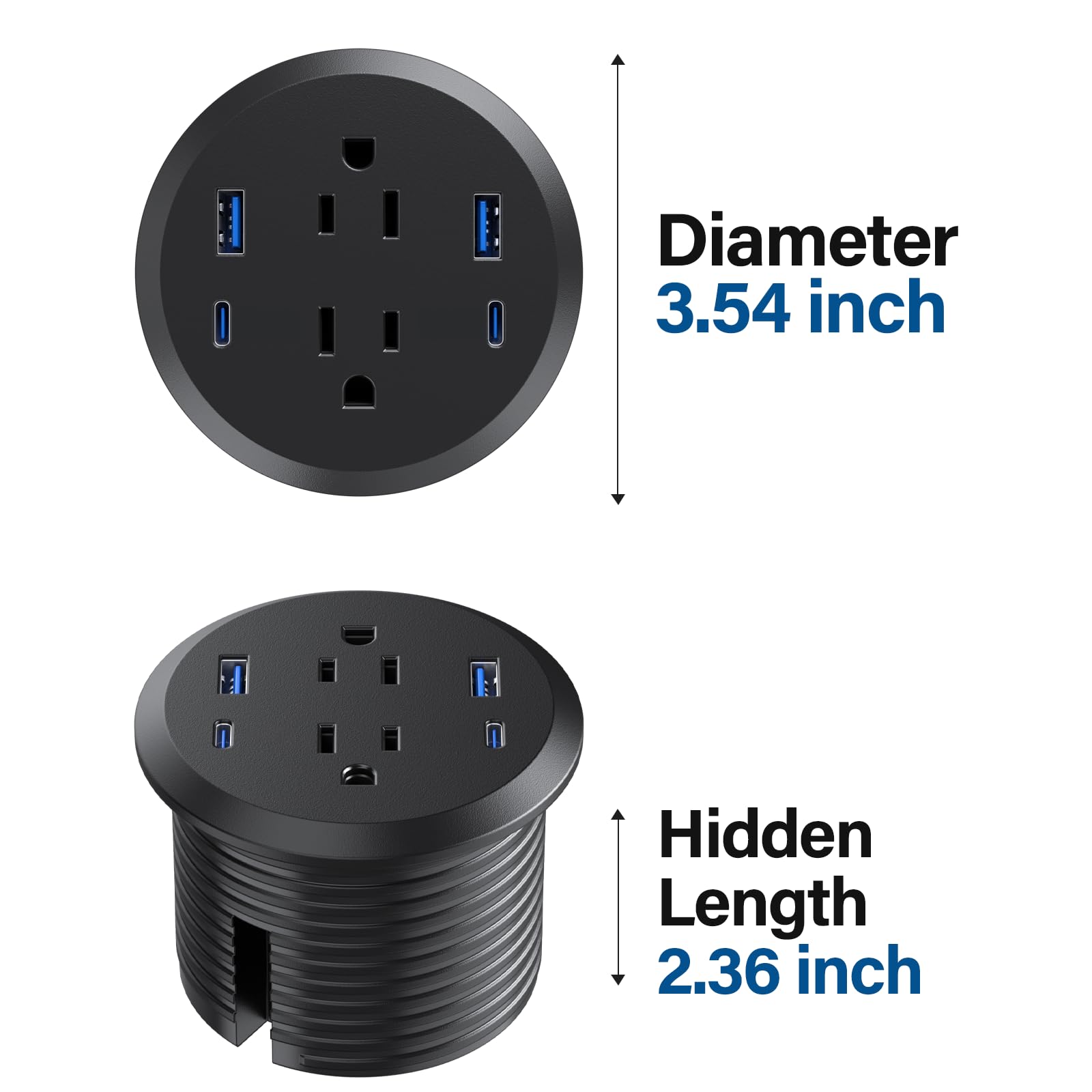 Snapklik.com : Desktop Power Grommet,40W Fast Charging Station,2 AC ...