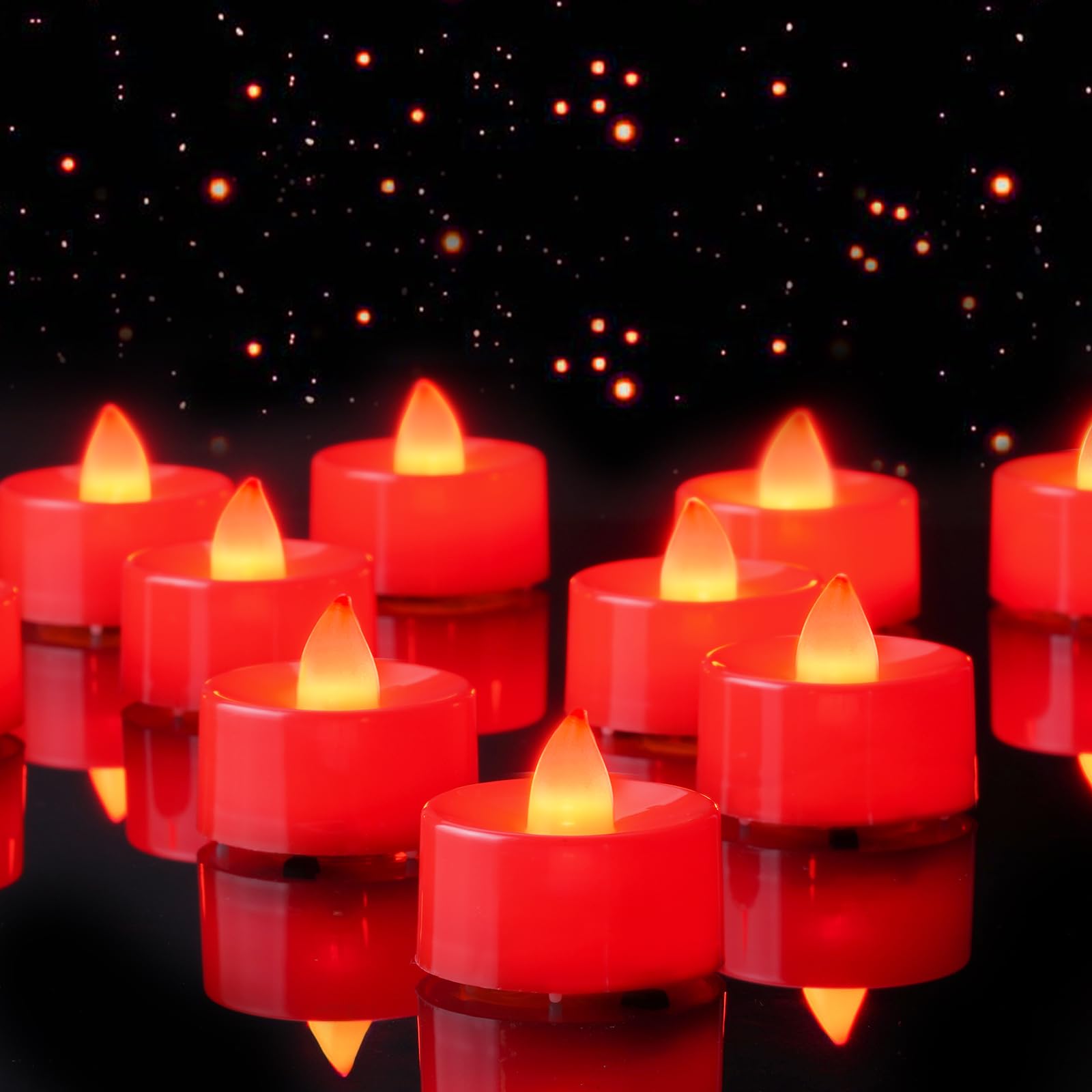 Amazon.com: Amagic Red LED Tea Lights Candles, 24 Pack Battery Operated ...