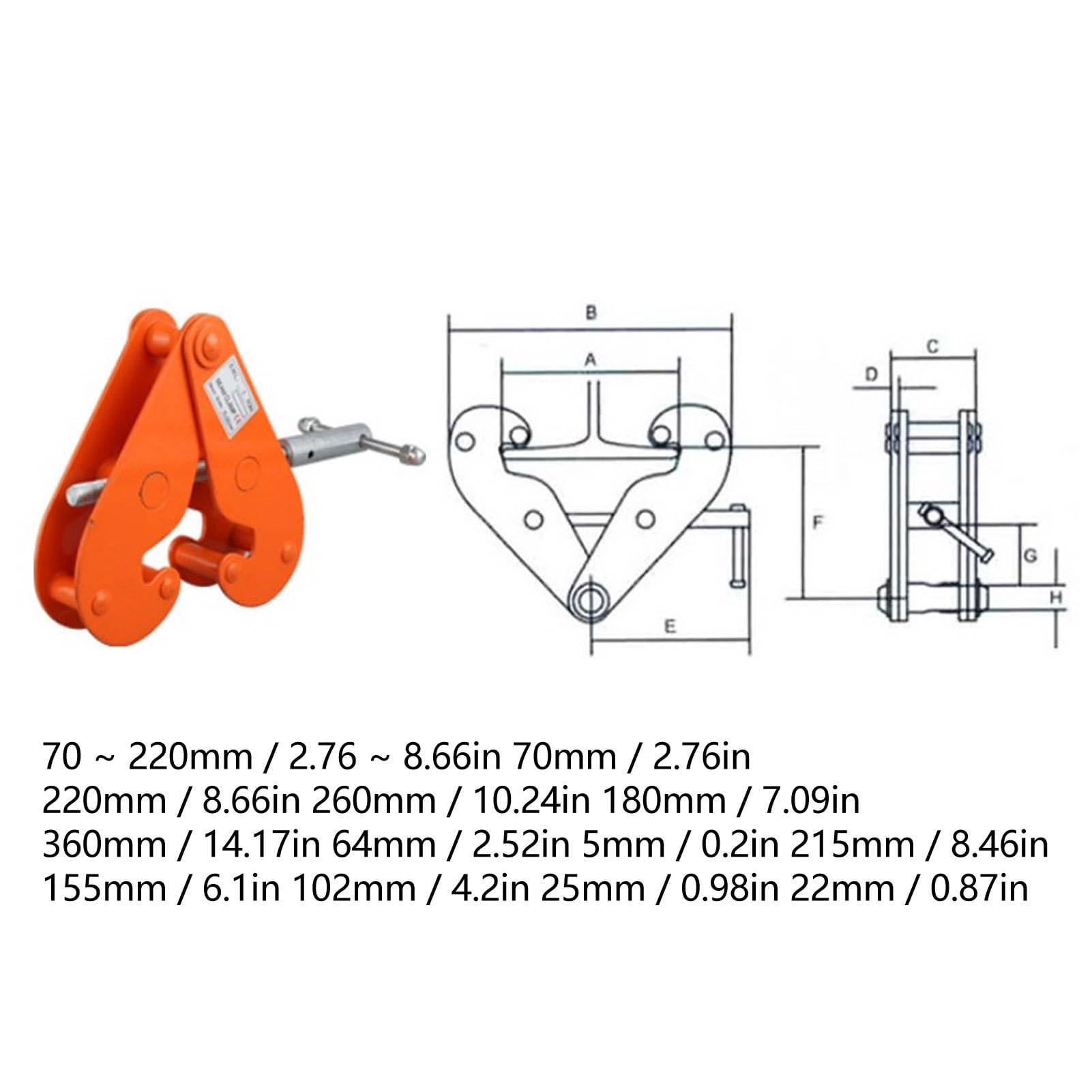 Snapklik.com : Vertical Beam Clamp Alloy Steel 2200LBS Capacity Lifting ...