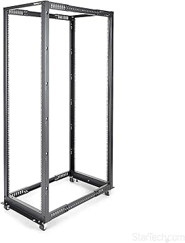 Amazon.com: StarTech.com 4-Post 42U Mobile Open Frame Server Rack, 19in Network Rack with Wheels ...