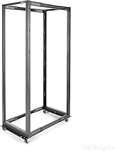 Amazon.com: StarTech.com 4-Post 42U Mobile Open Frame Server Rack, 19in Network Rack with Wheels ...