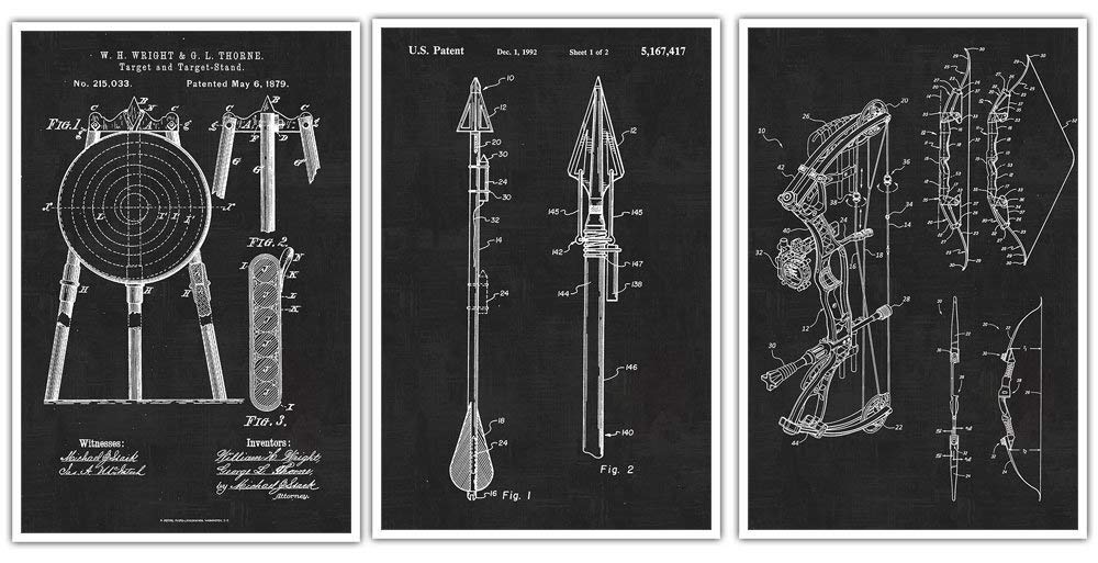Amazon.com: Archery Arrow Patent Wall Art Patent Poster Set of 3 ...