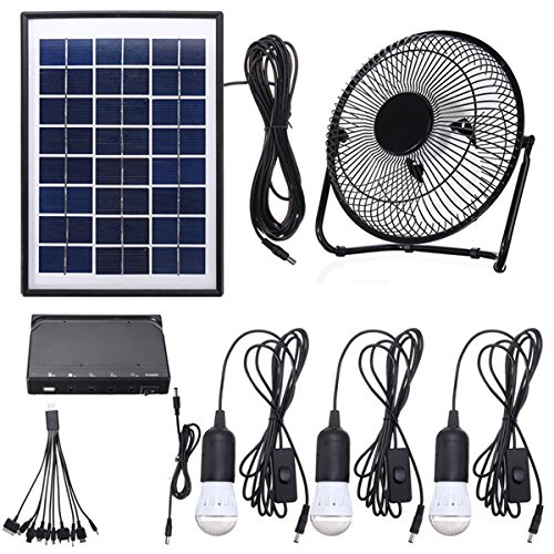 3*3W Solar Power Panel USB Charging LED Light with Fan Kit for Home ...