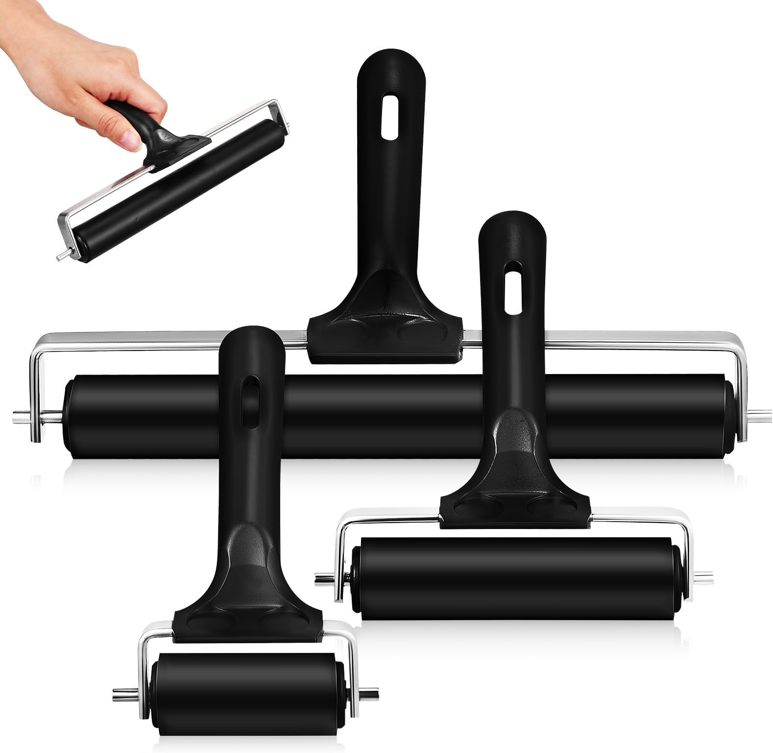 Rubber Brayer Rollers for Crafts - 3Pack Printmaking Brayer, Vinyl ...