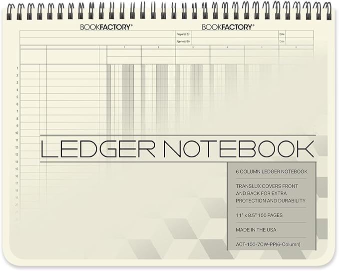 Amazon.com : BookFactory Accounting Ledger Notebook/ 6 Column ...