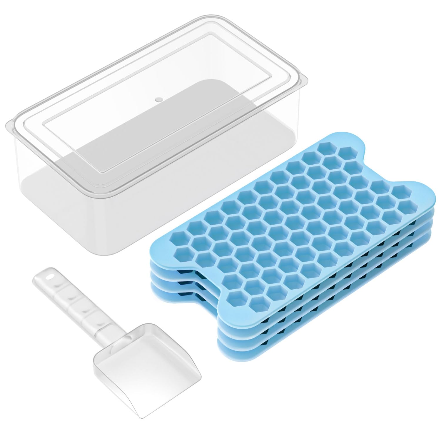 Amazon.com: Small Honeycomb Ice Cube Tray with Bin: 4 Pack Easy Release ...