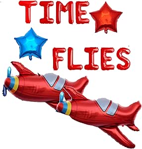 Airplane Birthday Party Decorations Time Flies Balloons Airplane Foil ...