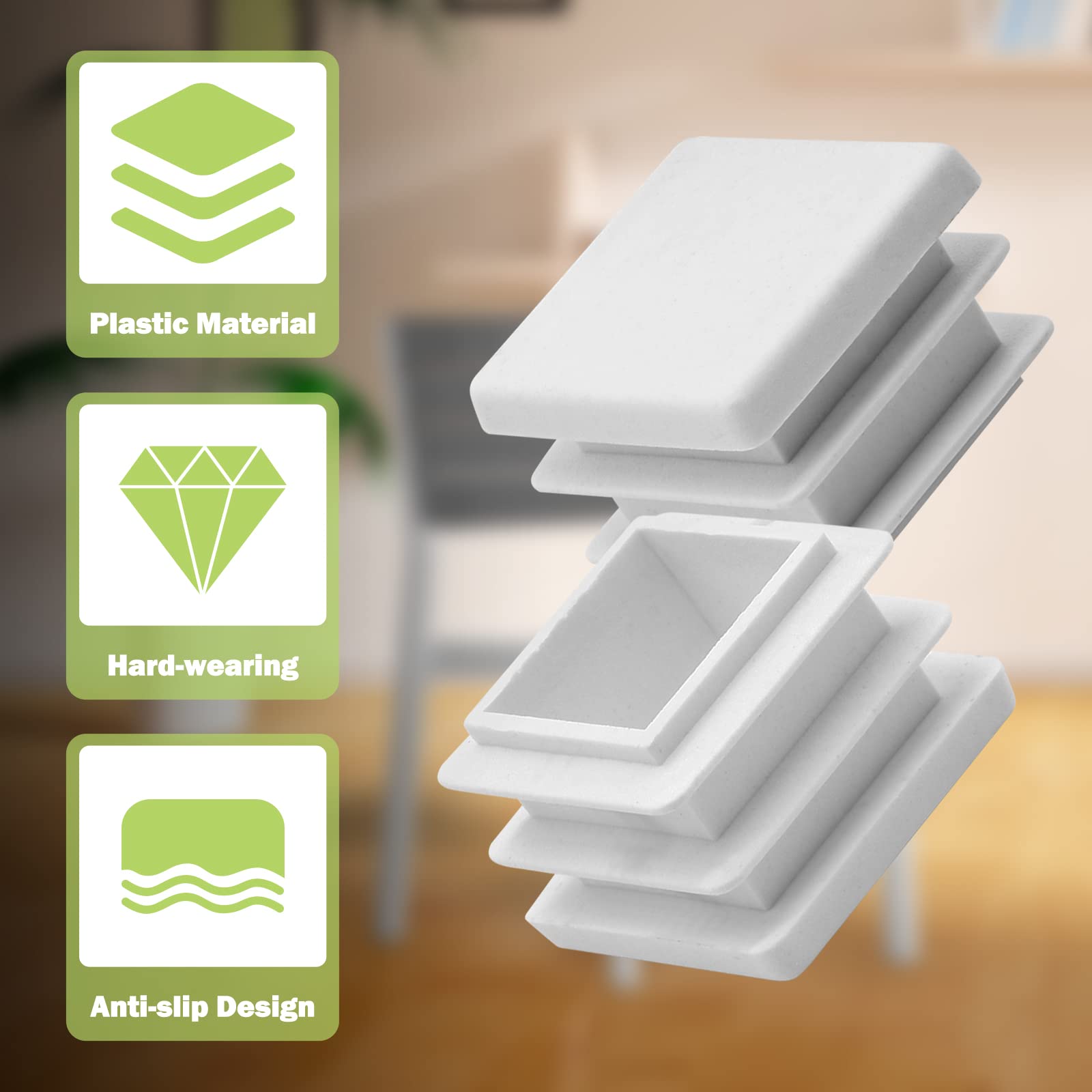 Snapklik.com : 12 Pcs 1" Square Plastic Plug, White Square Plastic End ...