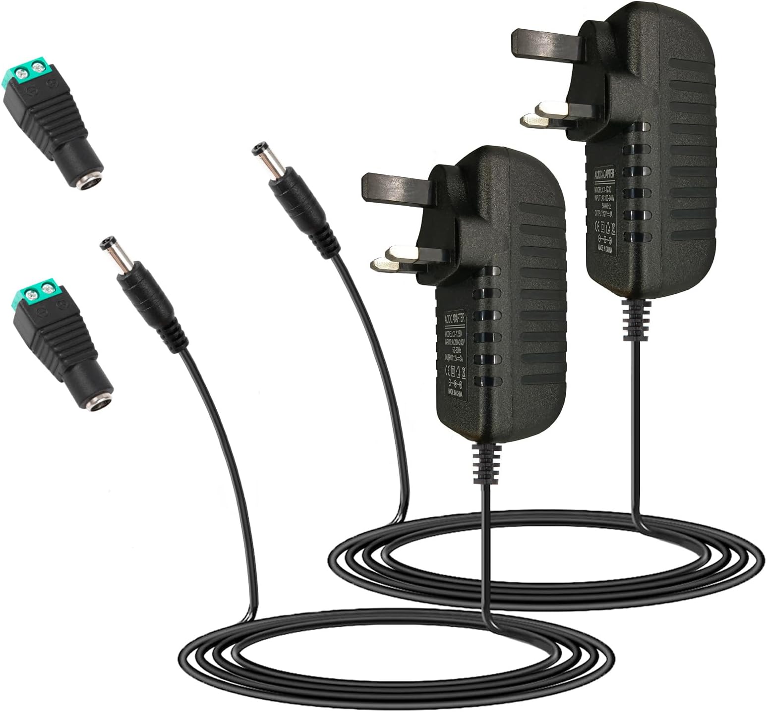 2 Pack HZHFCB 12V 3A 36W Power Supply Adapter 100~240V AC To 12 Volt DC ...
