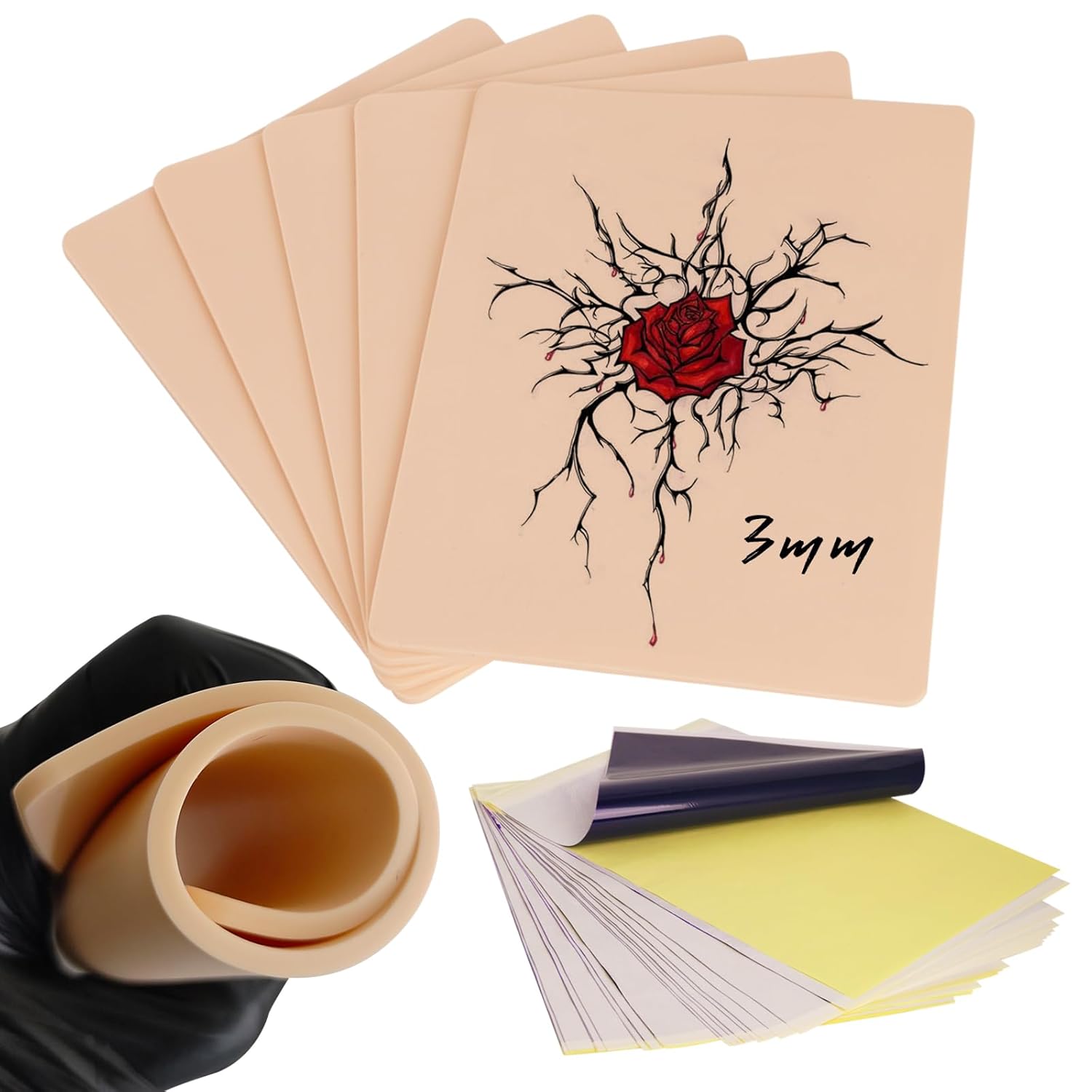 Amazon.com: WZPB Tattoo Skin and Transfer Paper - 25Pcs Fake Skin 3MM ...