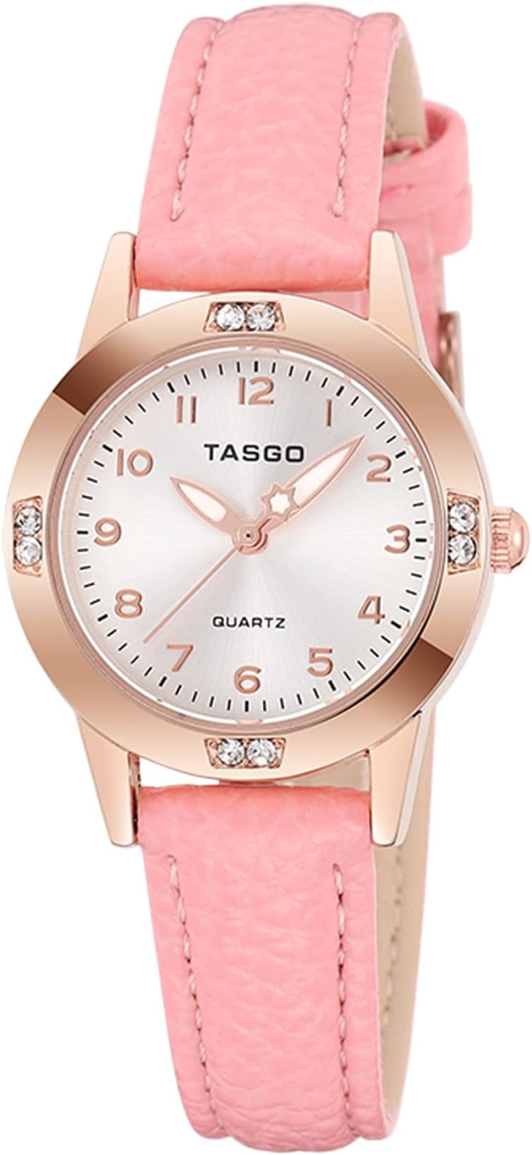TASGO Women's Leather Quartz Watch Easy Read Watch with Diamond ...