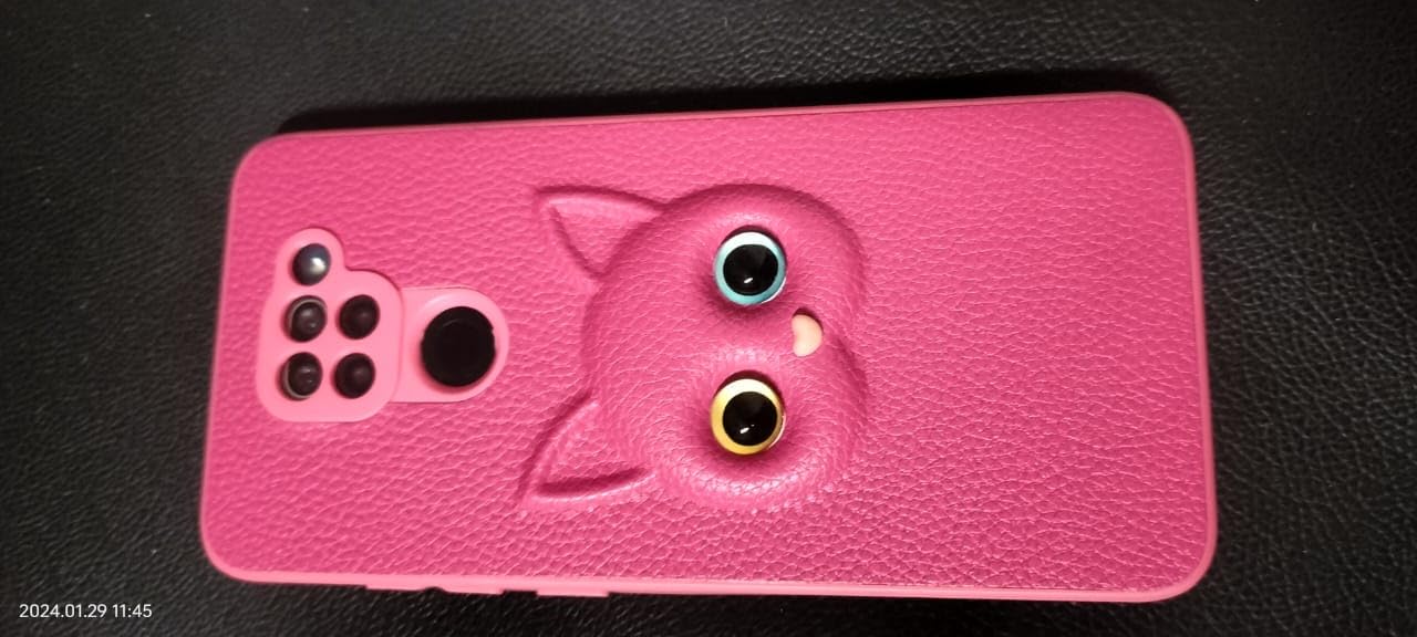 Pikkme Mi Redmi Note 9 Back Cover for Girls | Cute Cat Leather Finish ...