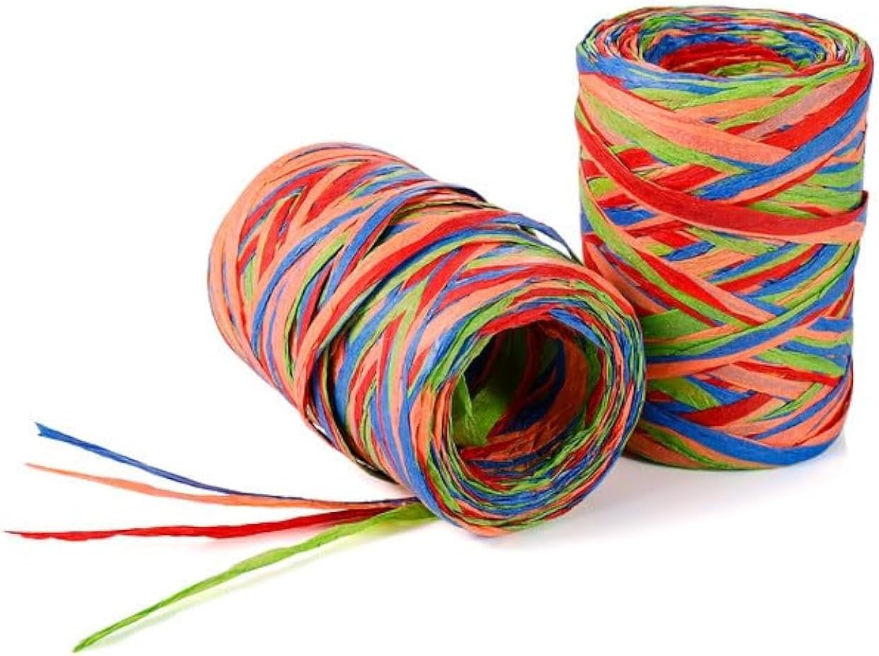 Amazon.com: Colored Raffia Paper Ribbon, 6 Colors Packing Paper String ...