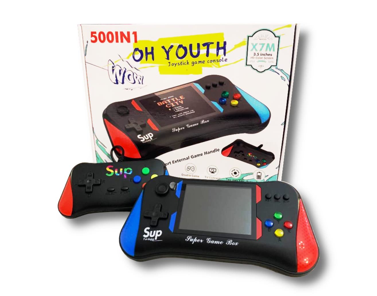 Consola Retro SUP X7M, consola de videojuegos portátil, salida HD/AV integrada, 500 juegos ...