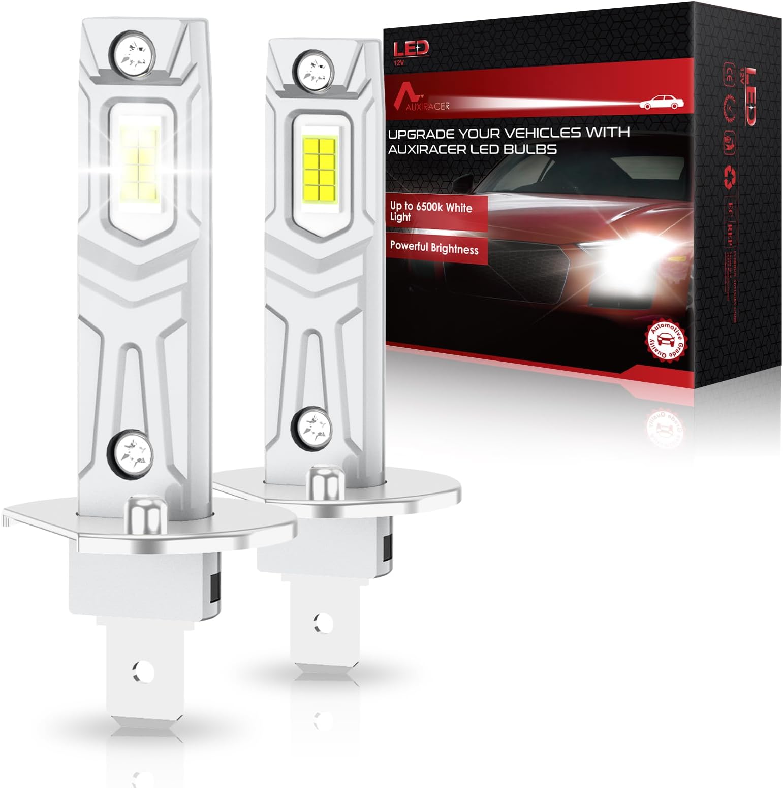 AUXIRACER Ampoule LED H1, 30000LM 80W 600% Plus Lumineuse Mini H1 LED ...