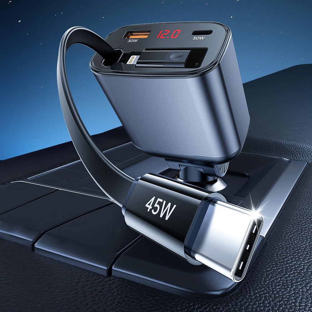 Snapklik.com : Holyask 4 In 1 Retractable Car Charger - Compact ...