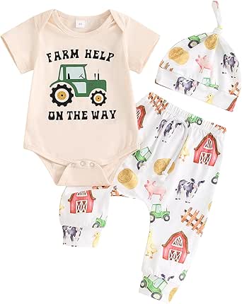 Amazon.com: Lesimsam Newborn Baby Boy Farm Outfit Farm Help on the Way ...