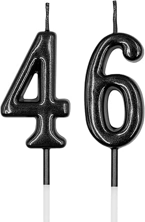 Amazon.com: 46th & 64th Birthday Candles, Black Number 46 64 Candle for ...