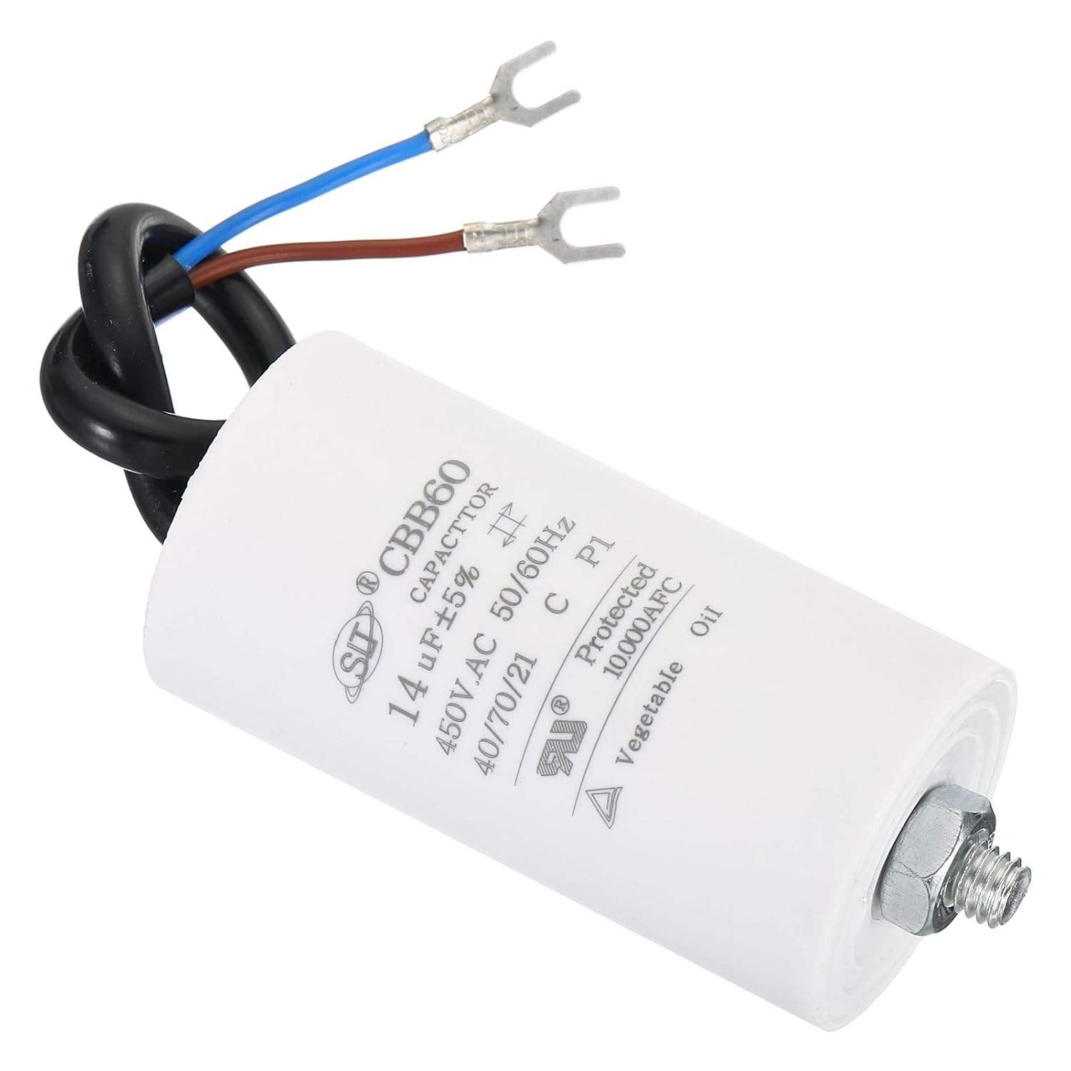 PATIKIL CBB60 14uF Running Capacitor, AC 450V 2 Wires 50/60Hz Cylinder ...