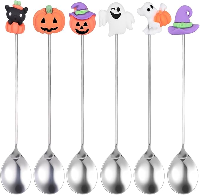 Amazon.com: Mikinona 6Pcs Halloween Dessert Spoons Stainless Steel Cake ...