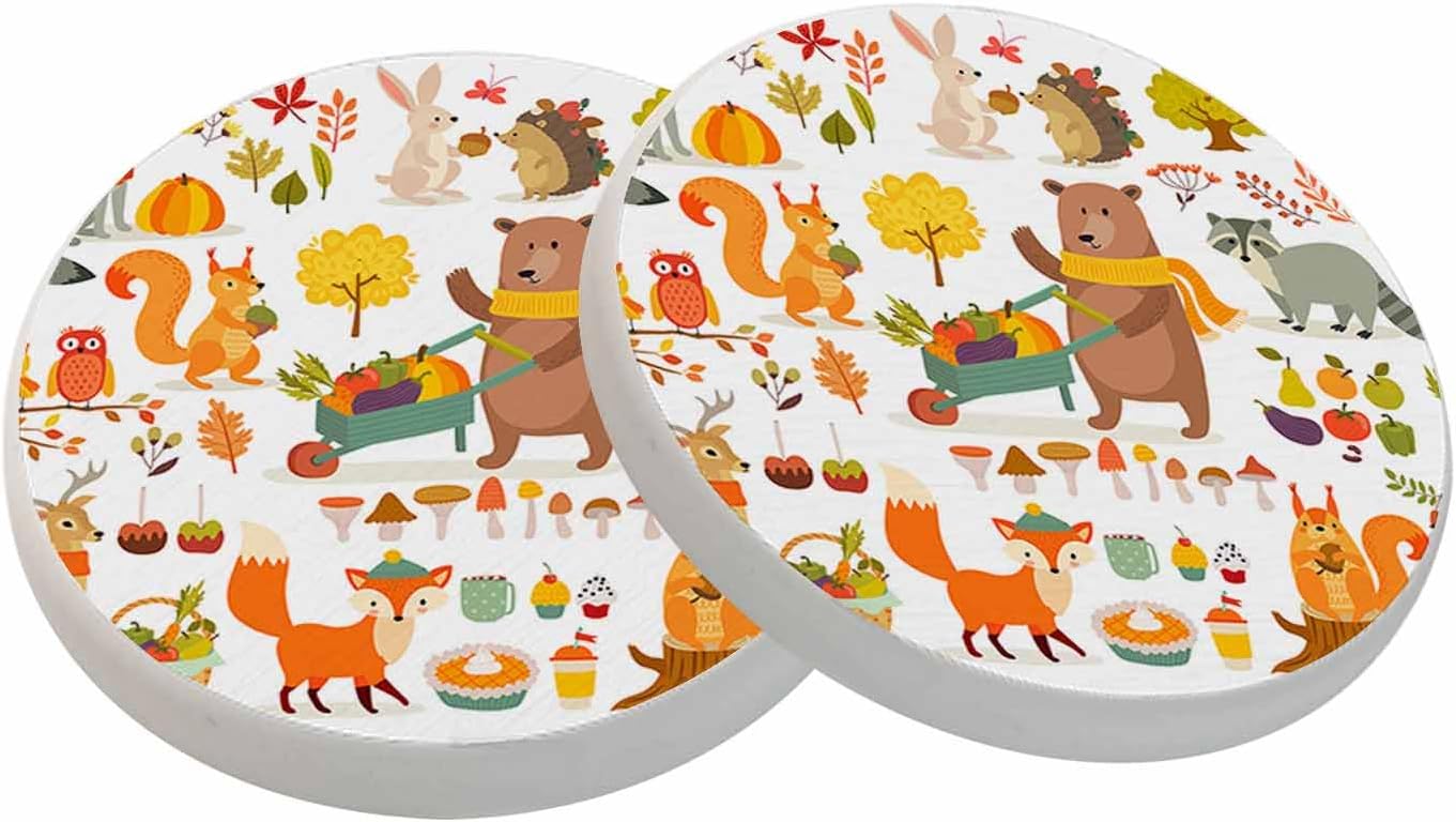 Amazon.com: oFloral Autumn Harvest Coasters for Drinks Animals ...