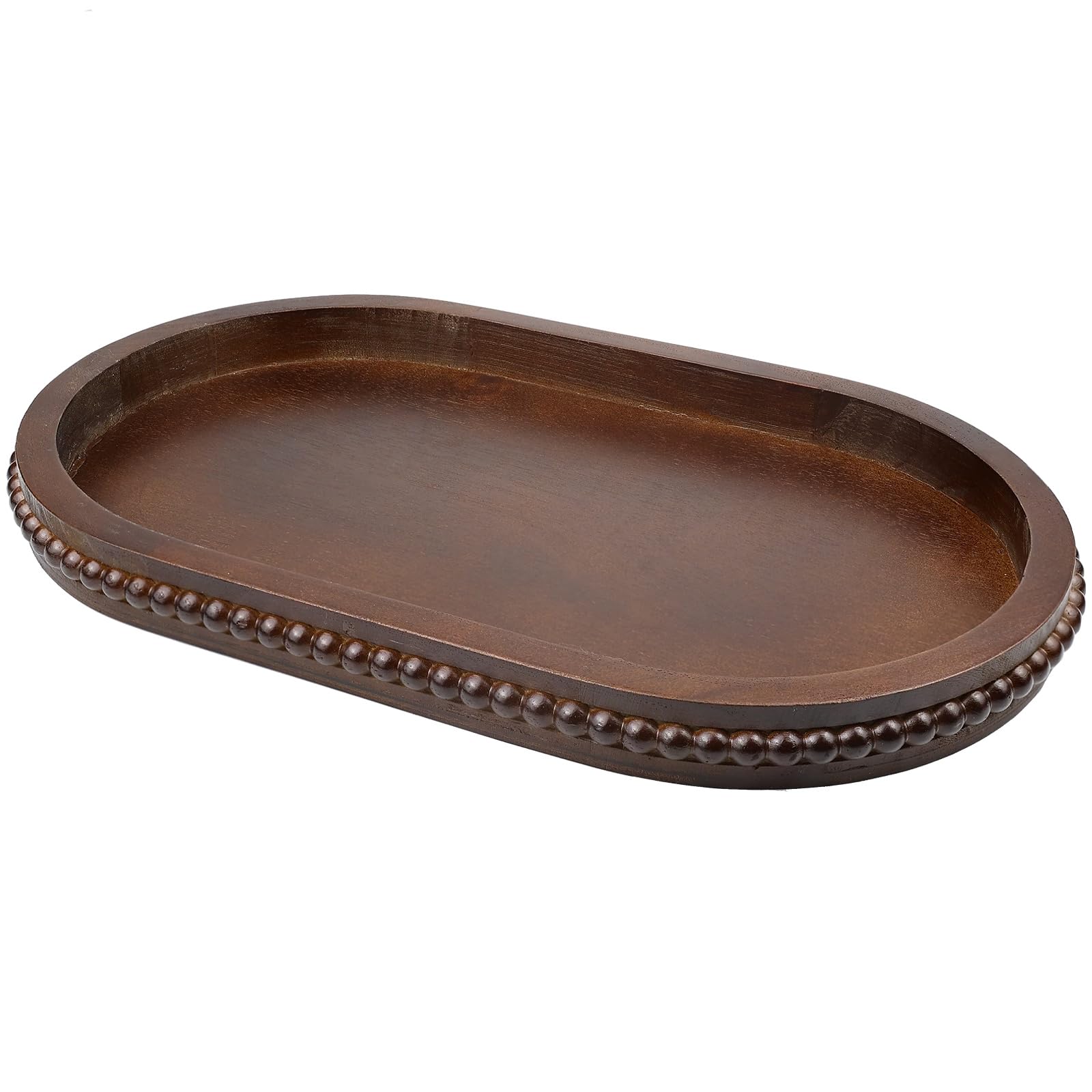 Amazon.com: Hrastany Oval Wood Decorative Tray with Wooden beads ...