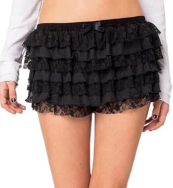 Women Ruffle Lace Shorts Bloomers Summer Casual Layered Tiered Pleated ...